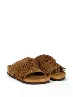 Elena Iachi Fringed Studded Sandals