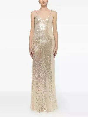 NISSA Backless Sequin Embellished Maxi Dress