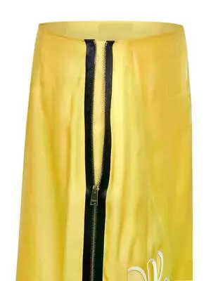 Fendi Floral Appliqué Zip Detail Midi Skirt