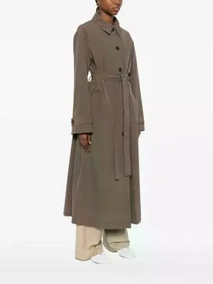 RÓHE Belted Check Coat - Brown