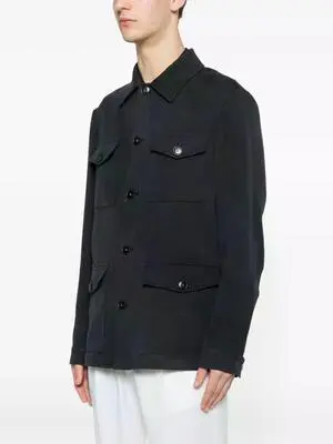 Canali Flap-pockets Linen Shirt Jacket
