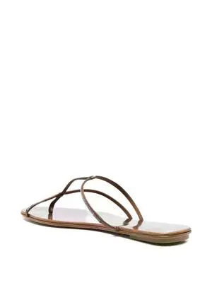 PEDRO GARCIA Embellished T-strap Flat Sandals - Brown