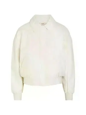 SKIIM Boxy Leather Bomber Jacket - Neutrals