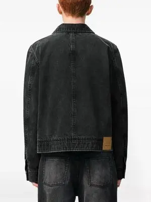 AMI Paris Denim Zipped Jacket With De Coeur Embroidery