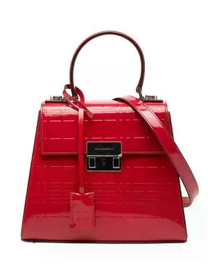 Burberry 2000-2017 Embossed Patent Leather Satchel