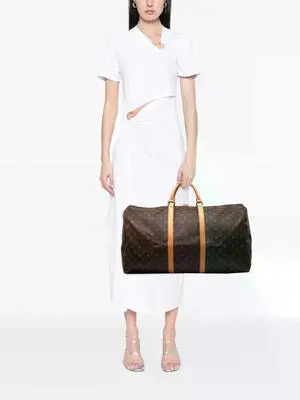 LOUIS VUITTON 2003 Monogram Keepall 60 Travel Bag - Brown
