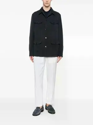 Canali Flap-pockets Linen Shirt Jacket