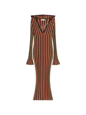 Blumarine Striped Hooded Knit Dress - Black