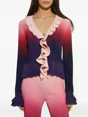 Casablanca Gradient-effect Ruffled Cardigan