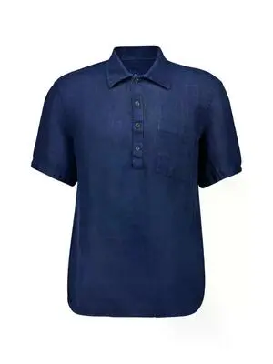 120% Lino Button Regular Fit Shirt - Blue