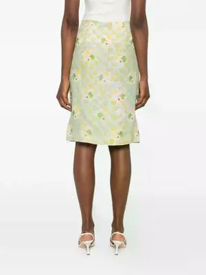 Fendi Floral-print Pocket Midi Skirt - Green