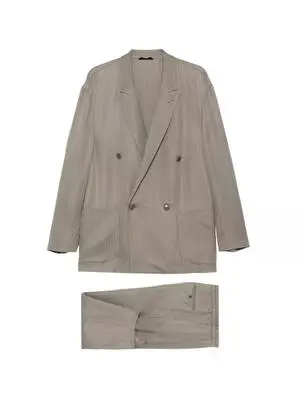 Giorgio Armani Double-breasted Herringbone Suit - Grey