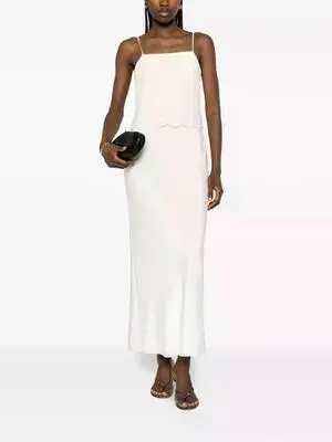 Posse Cove" Midi Dress Off White Floral Embroidery - Neutrals