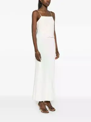 Posse Cove" Midi Dress Off White Floral Embroidery - Neutrals