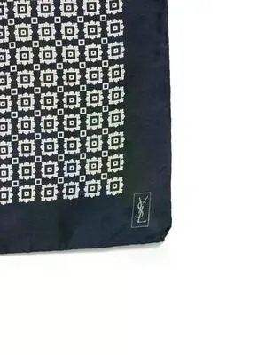 Saint Laurent 1990s Geometric Silk Scarf - Blue