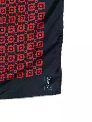 Saint Laurent 1990s Geometric Silk Scarf - Blue