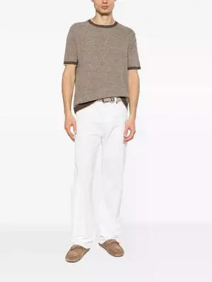 Canali Trimmed Short-sleeve T-shirt - Brown