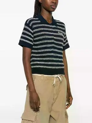 Moncler Striped Embroidered Polo Shirt
