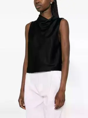 Vince Sleeveless Cowl-neck Top - Black
