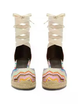 Missoni Zigzag Lace-up Espadrilles - Green