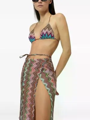Missoni Long Pareo Skirt In Lamé With Macro Zigzag Pattern
