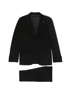 MANUEL RITZ Lapel-appliqué Single-breasted Suit - Black