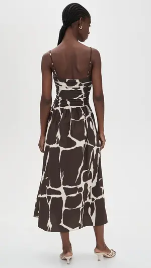 Rails Fisher Abstract Print Ruched Bodice Midi Dress