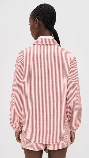 DRESS TO Striped Twill Shirt Jacket