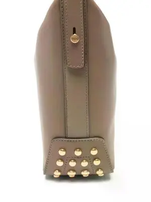 TOD'S Medium Studded Leather Bucket Bag - Brown