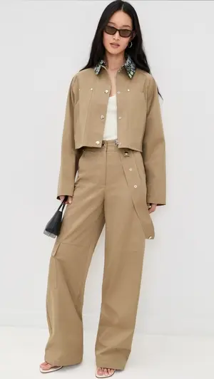 MSGM Floral Brocade Collar Jacket - Beige