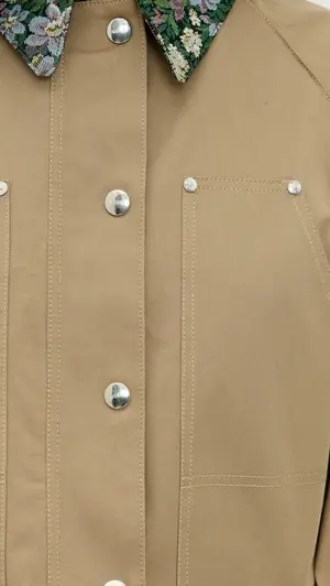MSGM Floral Brocade Collar Jacket - Beige