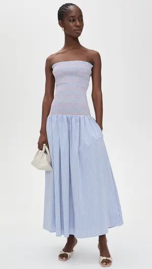 Line & Dot Eleni Strapless Smocked Maxi Dress