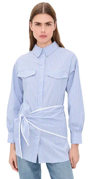 Line & Dot Button Up Tops