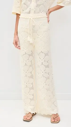 DRESS TO Floral Crochet Wide Leg Pants