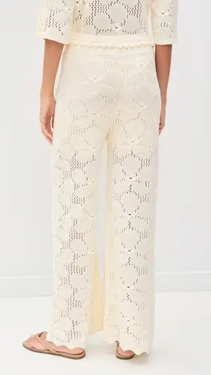 DRESS TO Floral Crochet Wide Leg Pants