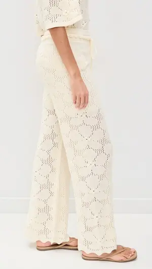 DRESS TO Floral Crochet Wide Leg Pants