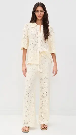 DRESS TO Floral Crochet Wide Leg Pants