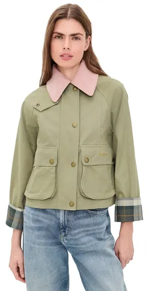 Barbour Cropped Beadnell Casual Jacket - Bleached Olive/ancient