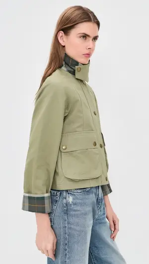 Barbour Cropped Beadnell Casual Jacket - Bleached Olive/ancient