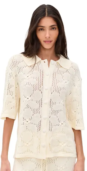 DRESS TO Floral Crochet Shirt