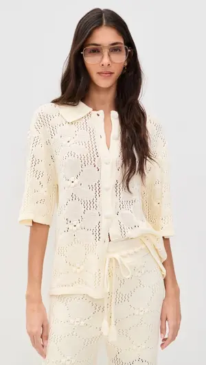 DRESS TO Floral Crochet Shirt