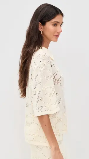 DRESS TO Floral Crochet Shirt
