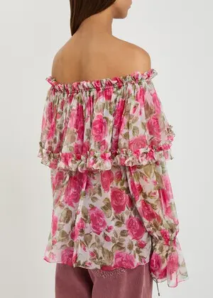 Chloé Floral-print Silk Top - Pink