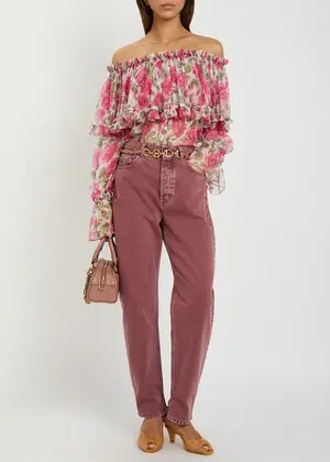 Chloé Floral-print Silk Top - Pink
