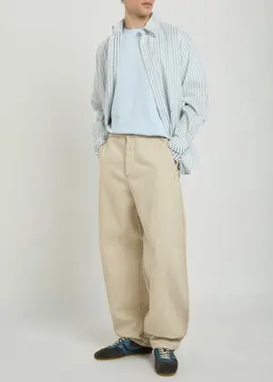 Jacquemus Le De-nimes Paysan Wide-leg Cotton-blend Trousers - Beige