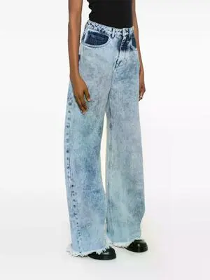 MARQUES' ALMEIDA Frayed Acid Wash Straight Leg Jeans - Blue