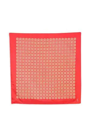 Saint Laurent 1990s Patterned Silk Scarf - Red