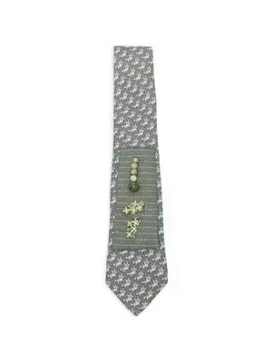 A.N.G.E.L.O. VINTAGE CULT X Stefania Bertoni Customised Hermés Silk Neck Tie - Grey
