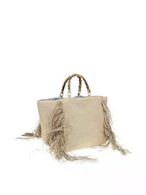 LA MILANESA Sharon Fringed-handle Beach Bag - Neutrals