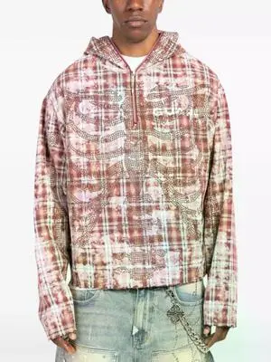 GUAPI Plaid Skeleton Stud Hoodie